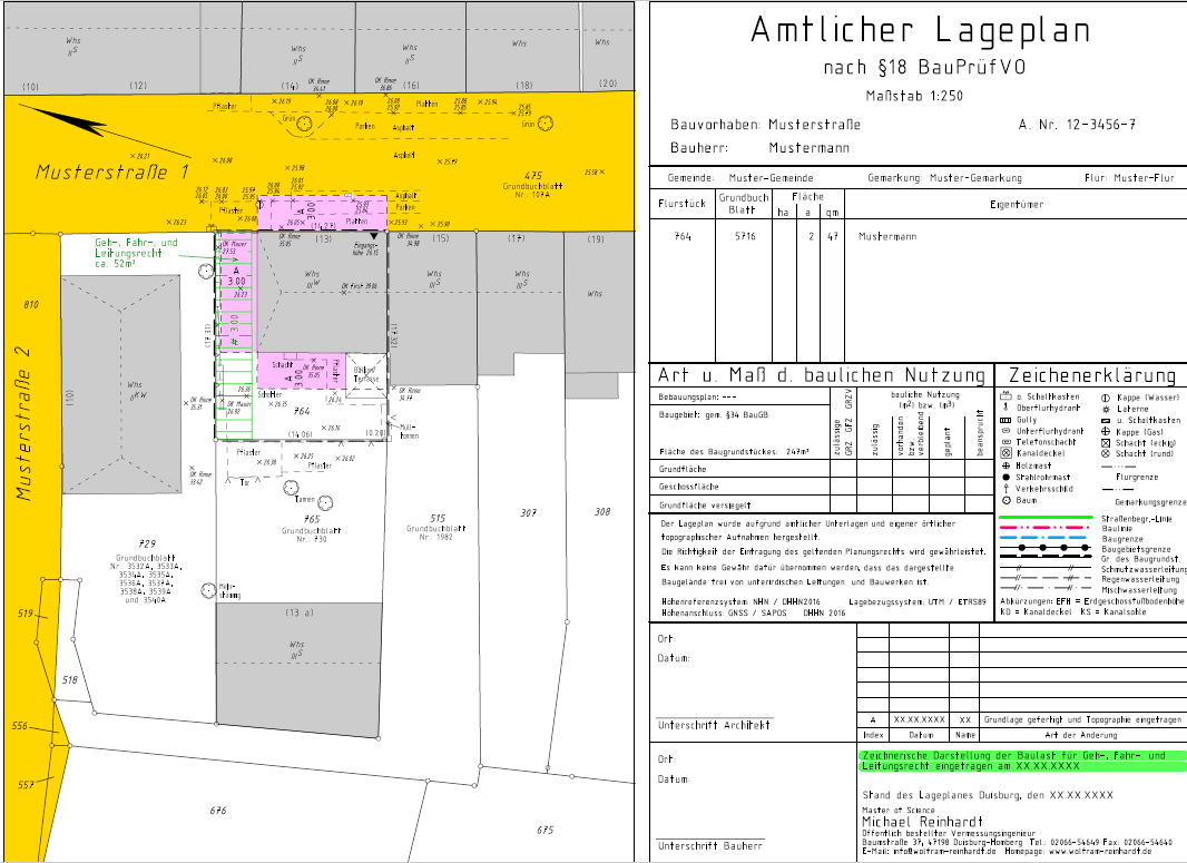 Amtlicher Lageplan für die Eintragung von Baulasten (§ 18 BauPrüfVO ...